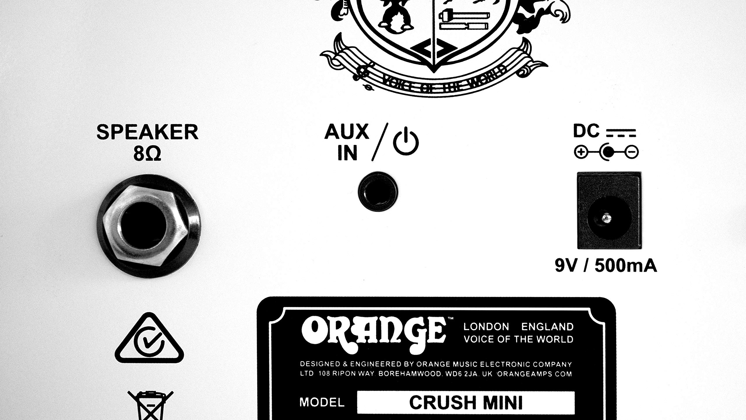 Orange Crush Mini Guitar Combo Amplifier Bundle with Power Supply, Instrument Cable, 24 Picks, and Austin Bazaar Polishing Cloth