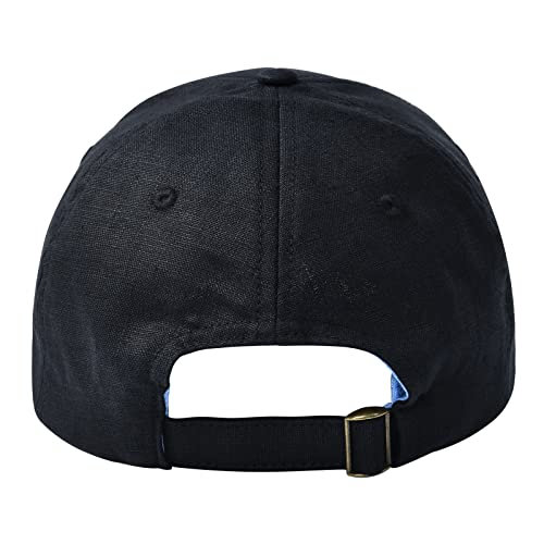 BOTVELA Linen Baseball Cap for Men Breathable Summer Dad Hat Adjustable Structured Outdoor Sports Cap (Black)