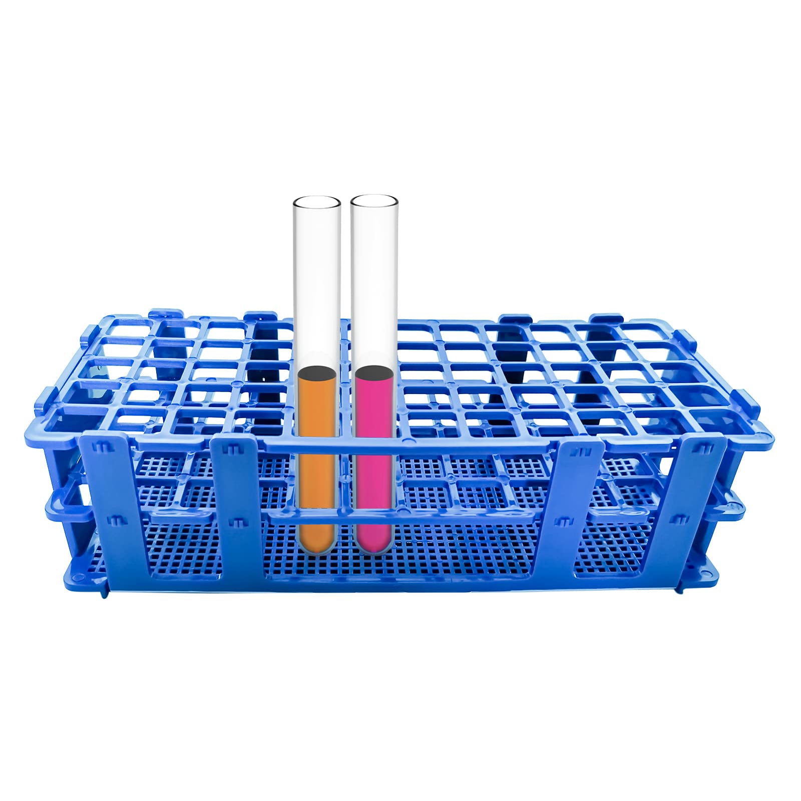 krngcwc 3 Packs Plastic Test Tube Rack, 60 Holes Lab Test Tube Rack Holder for 16mm Test Tubes, Blue, Detachable (60holes)