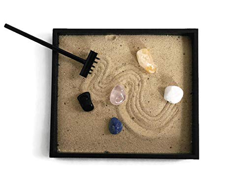 Quartz Gemstone Handmade Mini Zen Garden Healing Crystals Set - Zen Decor for Office or Home Relaxation and Stress Reduction Gifts Quartz Stone Desk Accessories