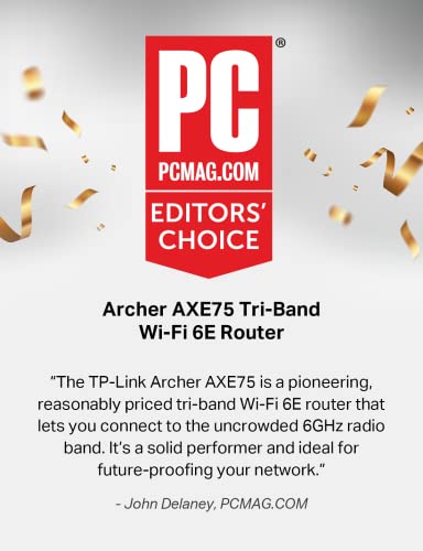 TP-Link AXE5400 Tri-Band WiFi 6E Router (Archer AXE75)- Gigabit Wireless Internet, ax Router for Gaming, VPN Router, OneMesh, WPA3