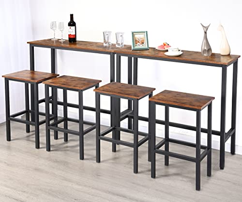 RokiaTek Bar Table 39" Long Narrow Bar Height Pub Table Dining Table for Kitchen, Dining Room, Living Room, Sturdy Metal Frame, Industrial, Rustic Brown and Black
