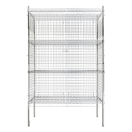 Krollen Industrial Commercial Grade NSF Listed Metal Wire Mesh Storage Chrome Security Cage Kit, 24" x 48" x 74", Perfect for Warehouse, Grocery Store, Restaurant, Dishroom