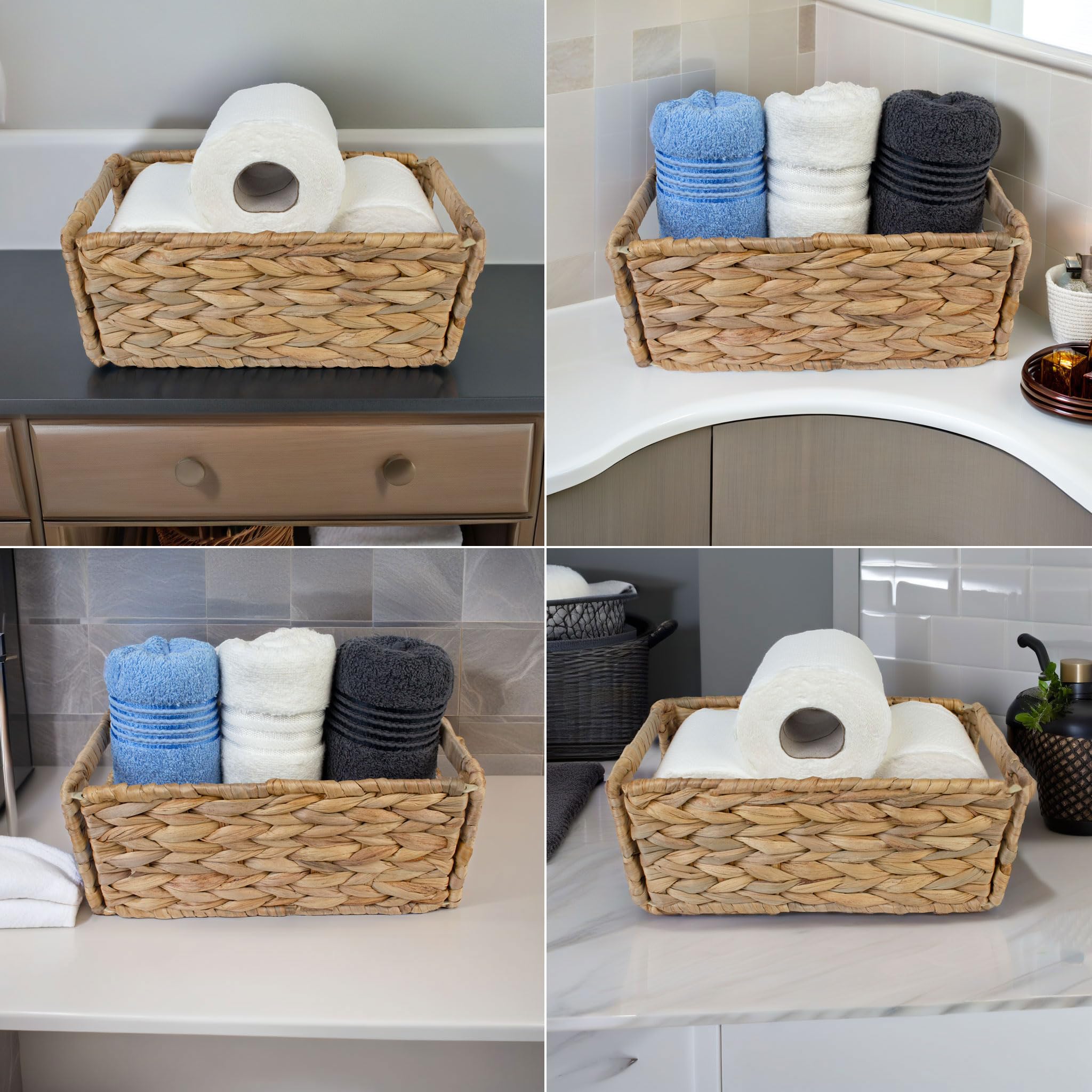 Hand Woven Water Hyacinth foldable Wicker Basket 11.3x6x5 inches