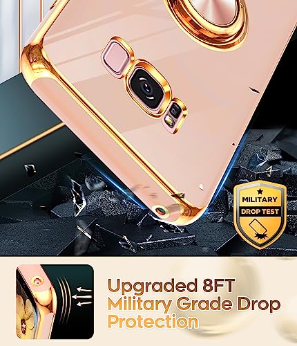 LeYi for Samsung Galaxy S8 Case [ Not Applicable S8 Plus] with 360° Rotatable Ring Holder Magnetic Kickstand, Plating Rose Gold Edge Protective Case, Pink