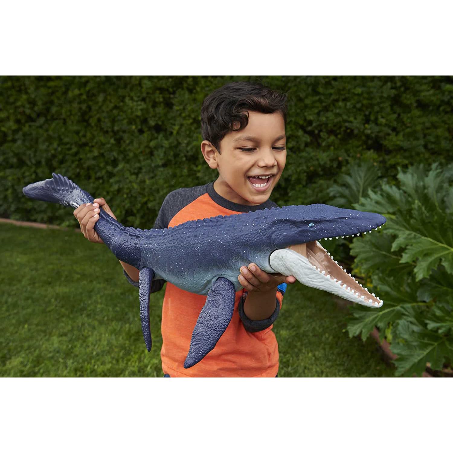 Mattel Jurassic World Dominion Ocean Protector Mosasaurus Dinosaur Action Figure from 1 Pound of Recycled Plastic, Movable Joints, Toy Gift with Physical and Digital Play