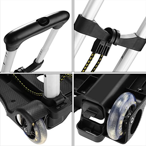 Folding Hand Truck, 80 lbs Heavy Duty Solid Construction Utility Cart Compact and Lightweight for Luggage, Personal, Travel, Auto, Moving and Office Use - Portable Fold Up Dolly
