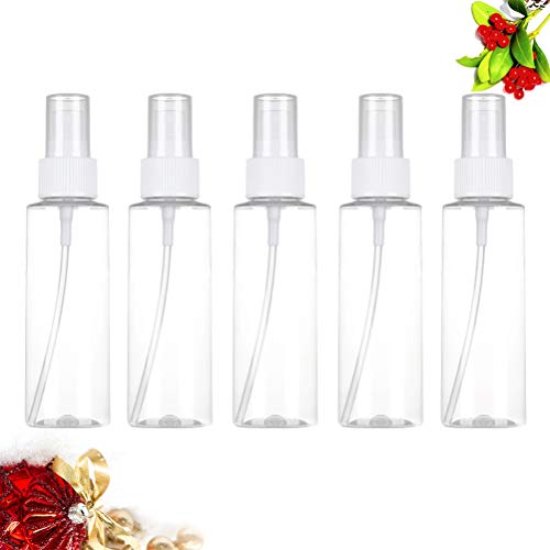 FALOME 5pcs Clear Empty Spray Bottles Refillable Cosmetic Containers for Cleaning Products for Travel