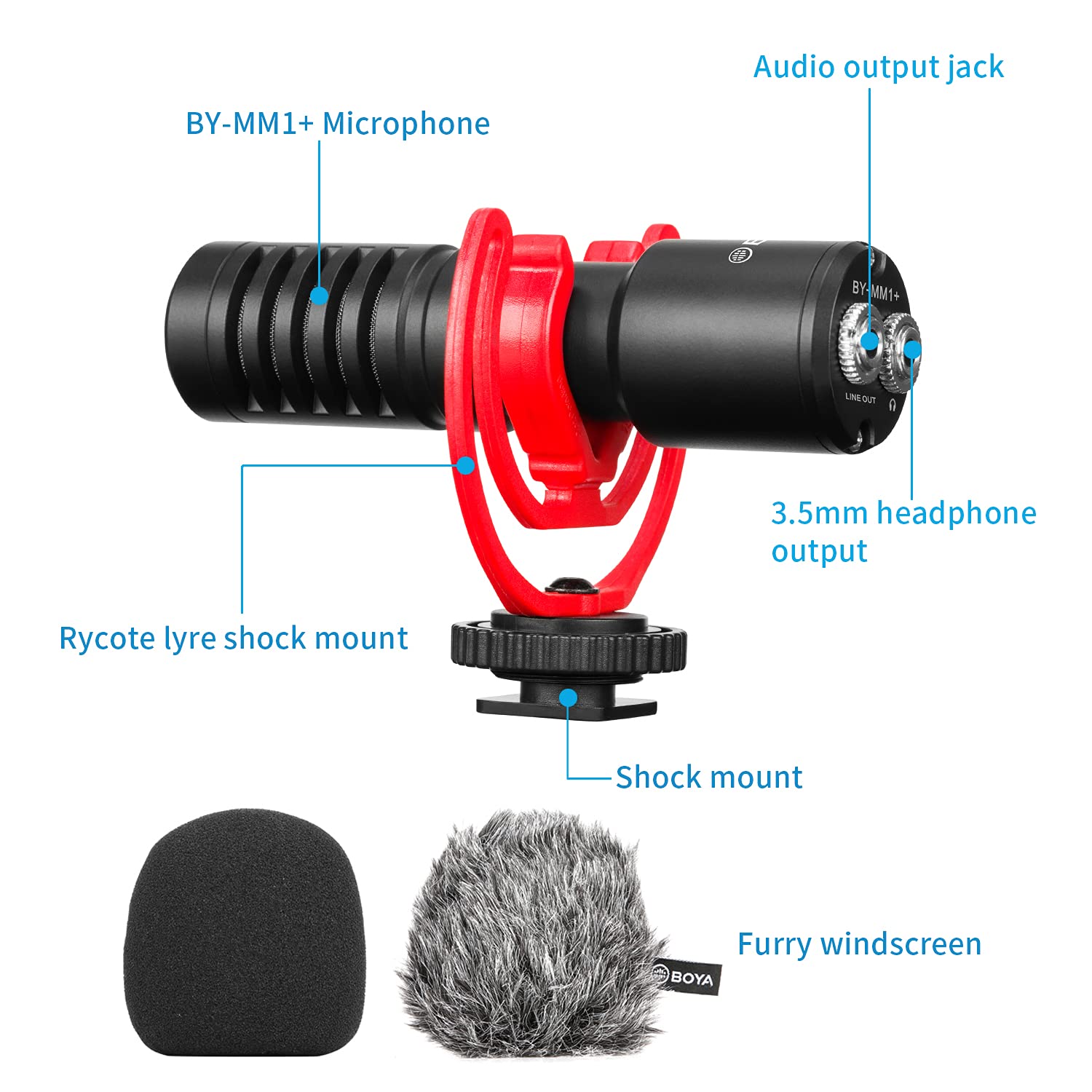 BOYA Smartphone Videomic for Camera, BY-MM1-B Compact Shotgun Microphone YouTube Vlogging Livestream Recording for iPhone Huawei Smartphone DJI Osmo Mobile Plus for Canon Nikon Sony DSLR