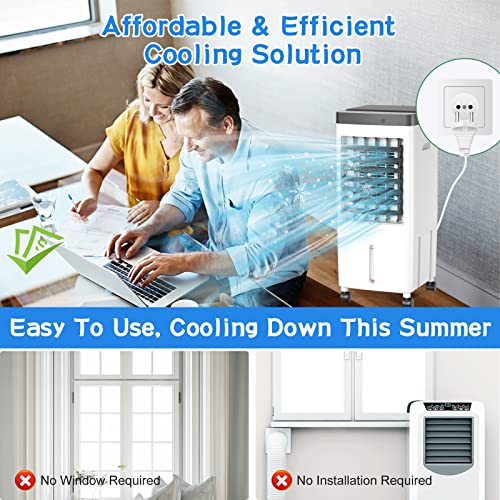 Portable Air Conditioners,3-IN-1 Air Conditioner Portable for Room, Evaporative Air Cooler with 3 Gal Tank, 3 Speeds&7H Timer, 60° Oscillation Swamp Cooler Portable AC Air Conditioner for Room/Office