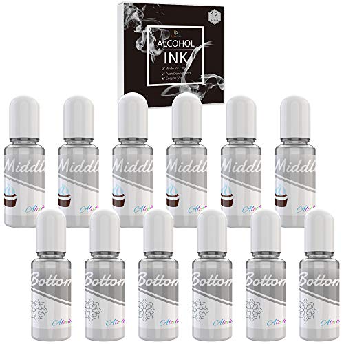 White Alcohol Ink Set - 4 Ounce 2 Type White Color Alcohol-Based Ink for Resin Petri Dish Making, Epoxy Resin Painting, Yupo Creations - White Alcohol Paint Color Dye for Resin Art, Tumbler - 120ml