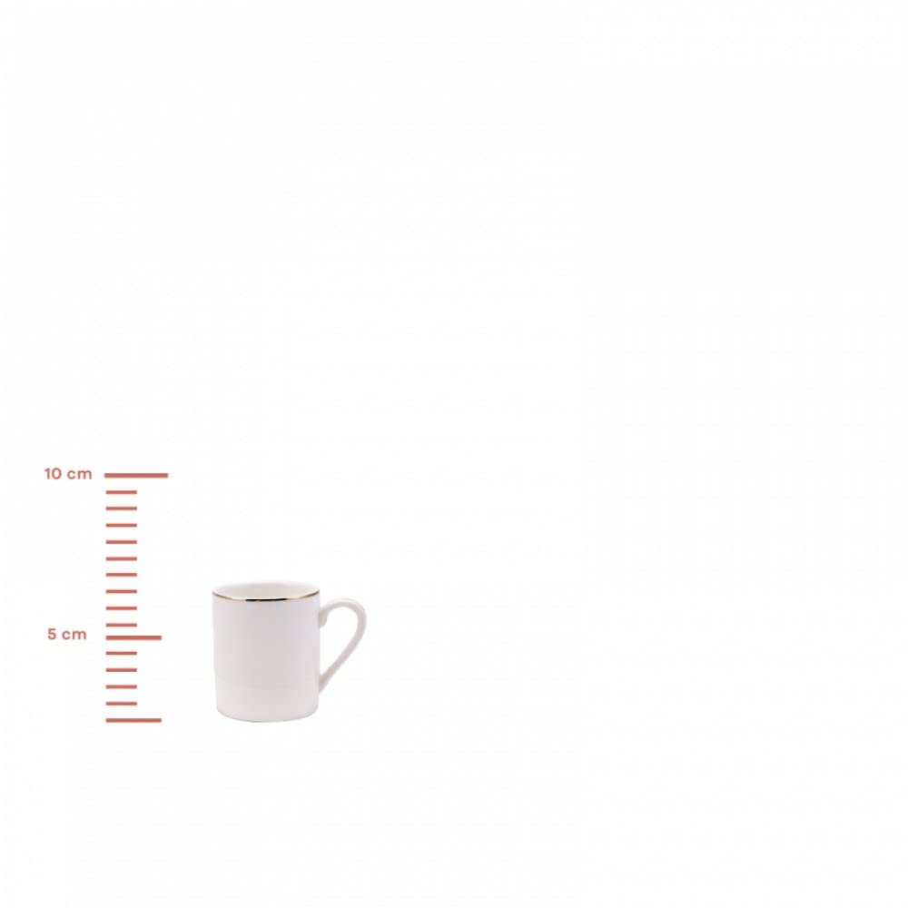 KARACA Elda Porcelain Espresso and Turkish Coffee Cup Set for 6-12 Pieces - Espresso Cups with Saucers - 80ml - White Gold