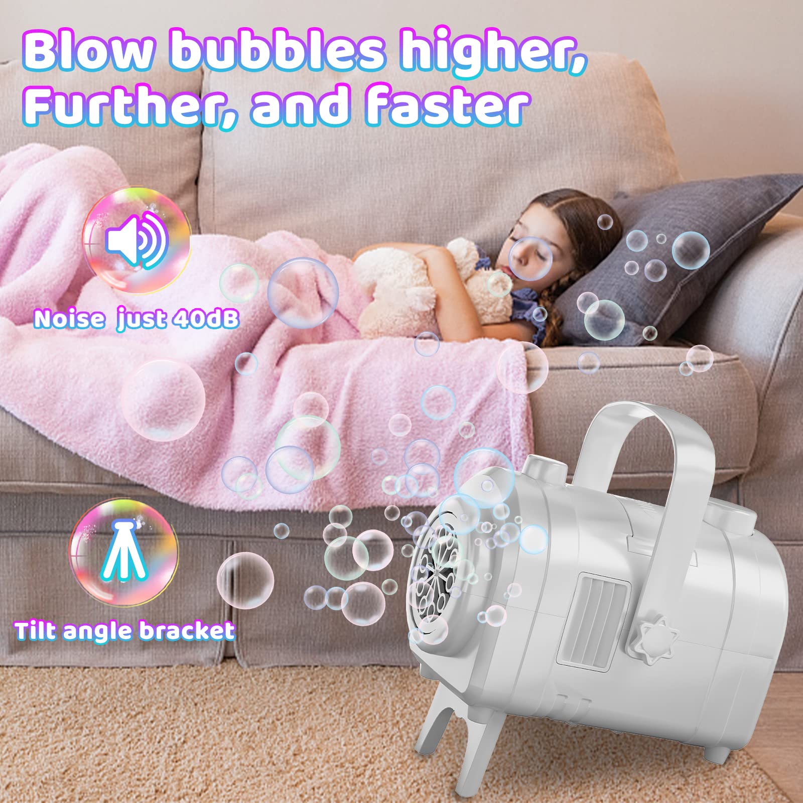 Bubble Machine Durable Automatic Bubble Maker,8000+ Bubbles for Kids Boys Girl Bubble Maker Bubble Toys for Indoor Outdoor Parties(White Mailbox)