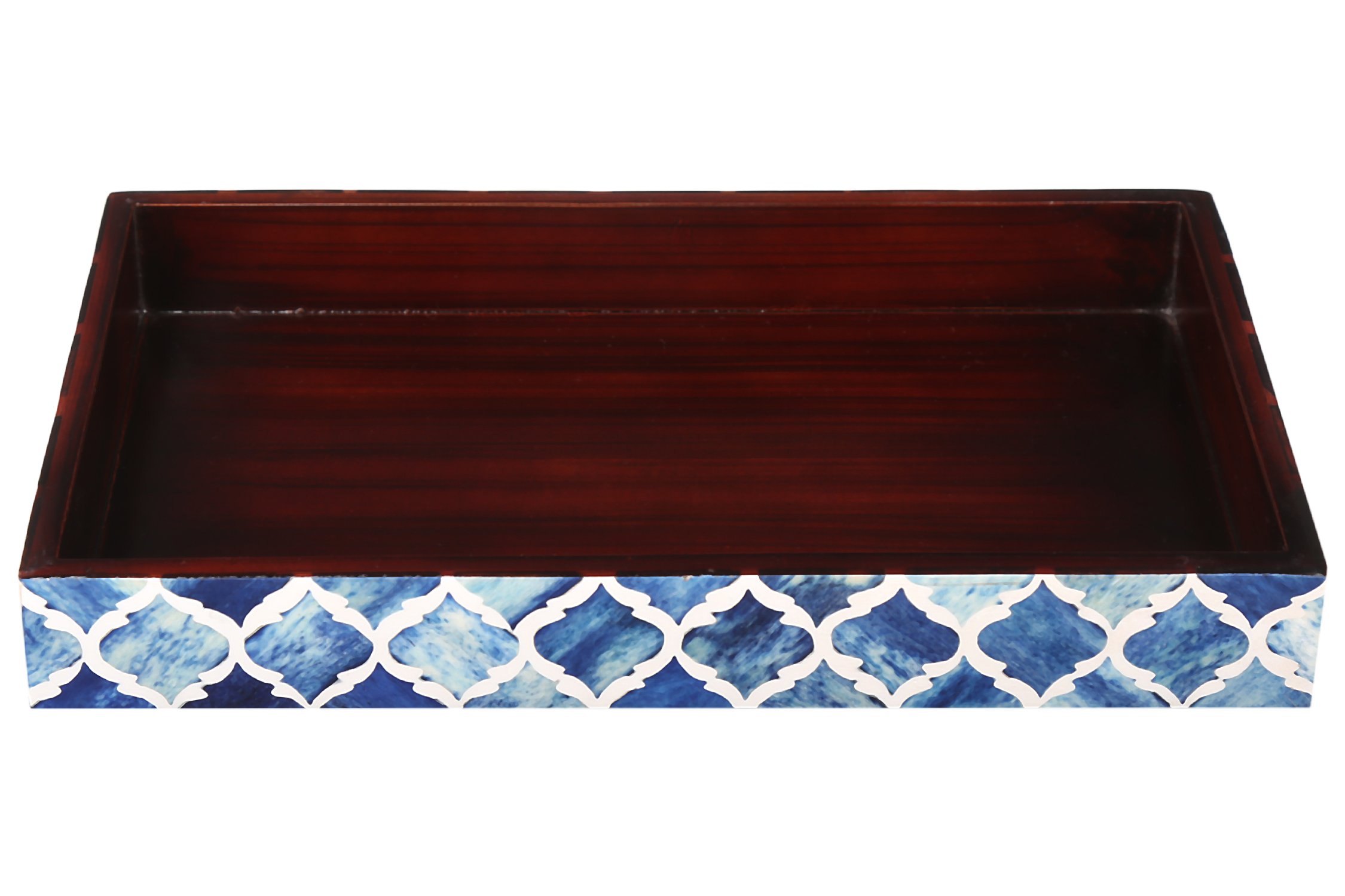 Handicrafts Home Handmade Moroccan Pattern 10x6 Towel Tray - Small Bathroom Tray, Guest Towel Holder, Decorative Napkin Holder, Bathroom Countertop Storage, Kitchen Hand Towel Holder Moroccan Blue