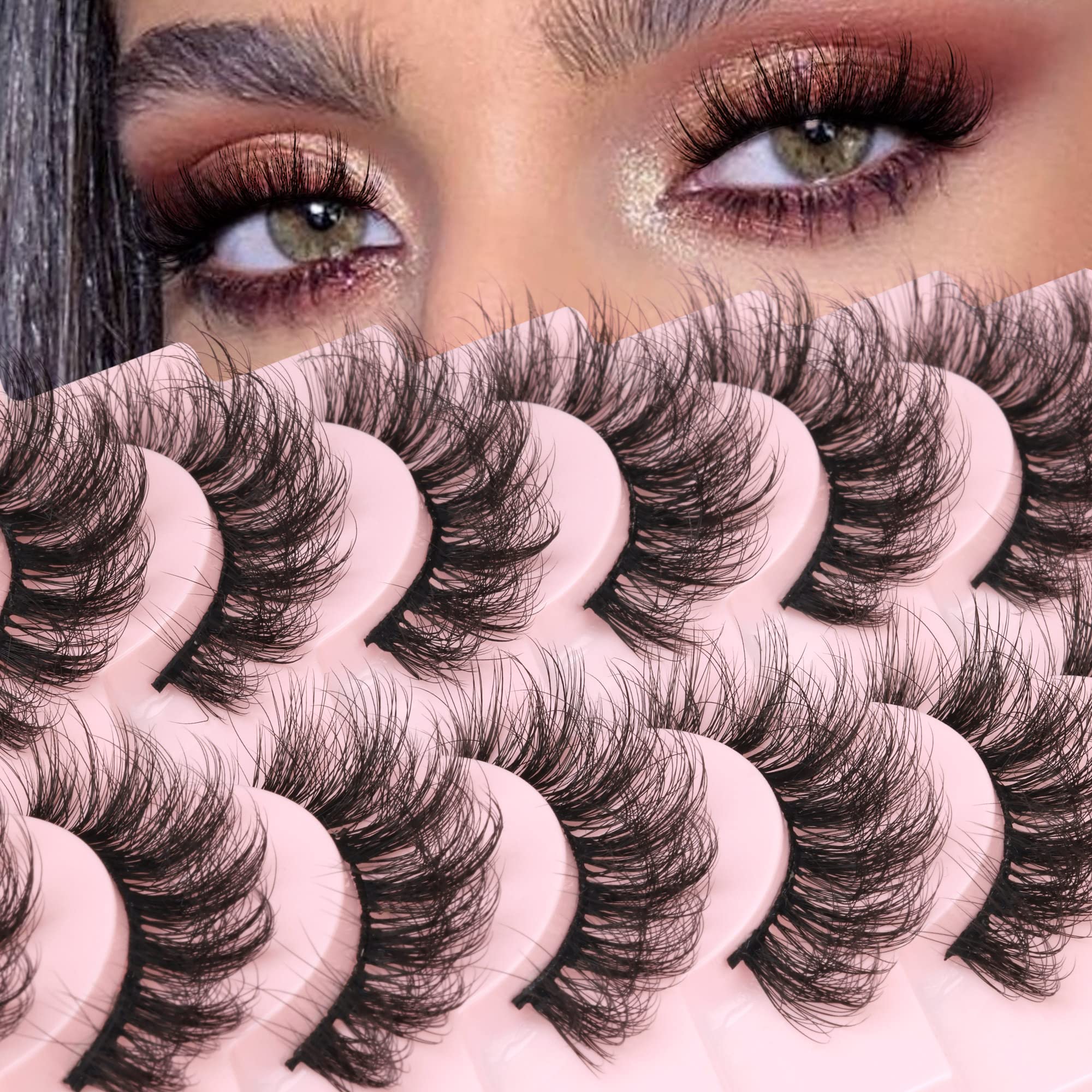 False Eyelashes 16mm Fluffy Lashes That Look Like Extensions Strip Eyelashes Wispy Cat Eye Lashes Pack 3D Faux Mink Lashes Natural Look by Zegaine 10 Pairs
