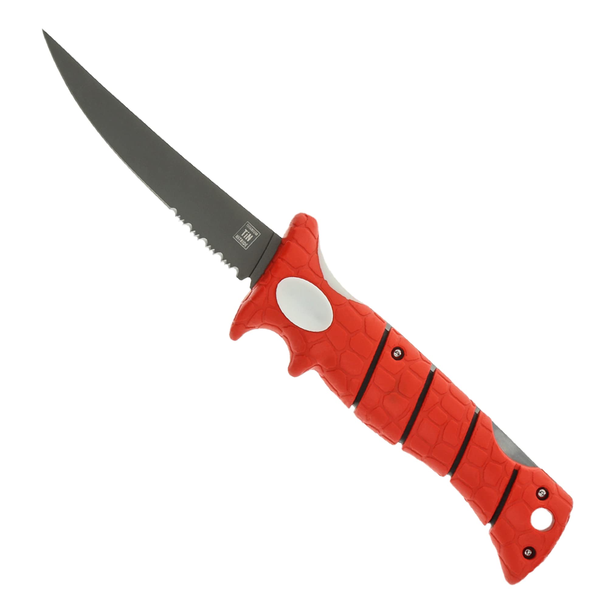 BUBBA 5 Inch Lucky Lew Folding Compact Fillet Knife with Non-Slip Grip Handle, Stainless Steel Blade, Lanyard Hole and Synthetic Carry Case for Gutting, Fishing and Hunting