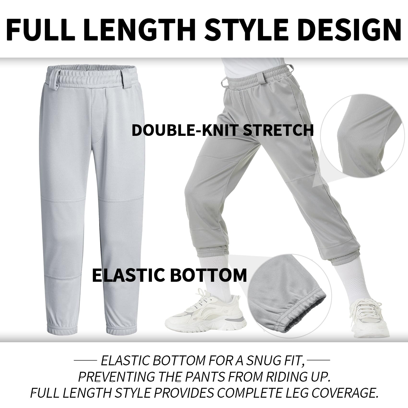 QBK Youth Toddler Baseball Pants Softball Pants Kids Tee Ball Pants for Boy Girl 2T-17Years(Grey 6T)