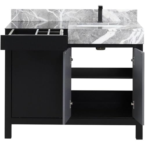 Lexora Home Zilara 42" Single Marble Top Bathroom Vanity with Gun Metal Faucet
