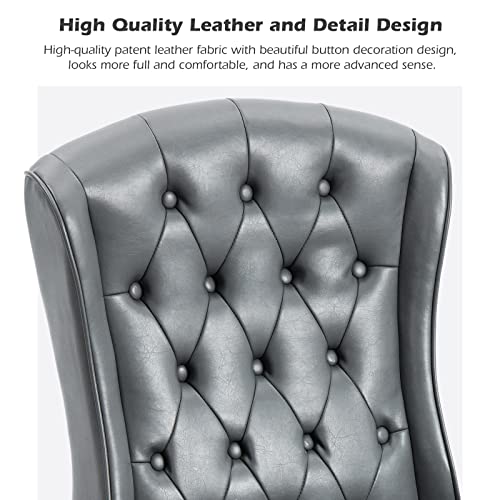 YAMASORO High Back Executive Office Chair with Rubber Wheels and Armrests,PU Leather Home Office Desk Chairs Comfortable Ergonomic Computer Chairs for Adults,Grey