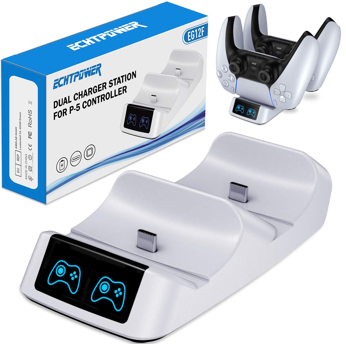 Controller Charger, Charging Station Dock with LED Indicator,Fast Charging,Dual Charging Station for Playstation 5,Support Charging for Two Controller