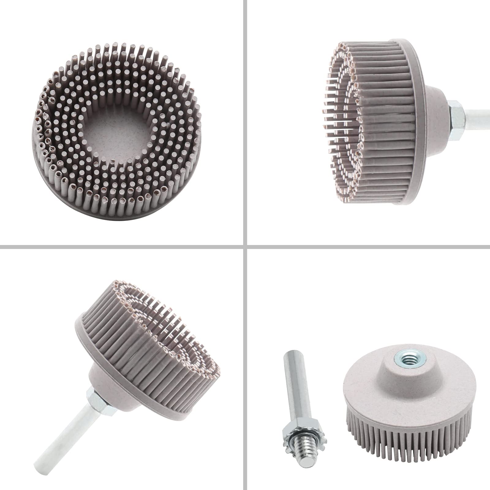 Jersvimc 2Pcs 120 Grit White Bristle Disc Attachment, 2 Inch Abrasive Bristle Disc Gasket Removal Disc with 1/4 Shank Coating Removal Disc for Rotary Tool