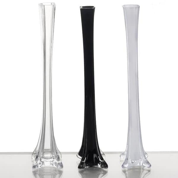 TABLECLOTHSFACTORY 16" Eiffel Tower Wedding Glass Vases-12 PCS-Black