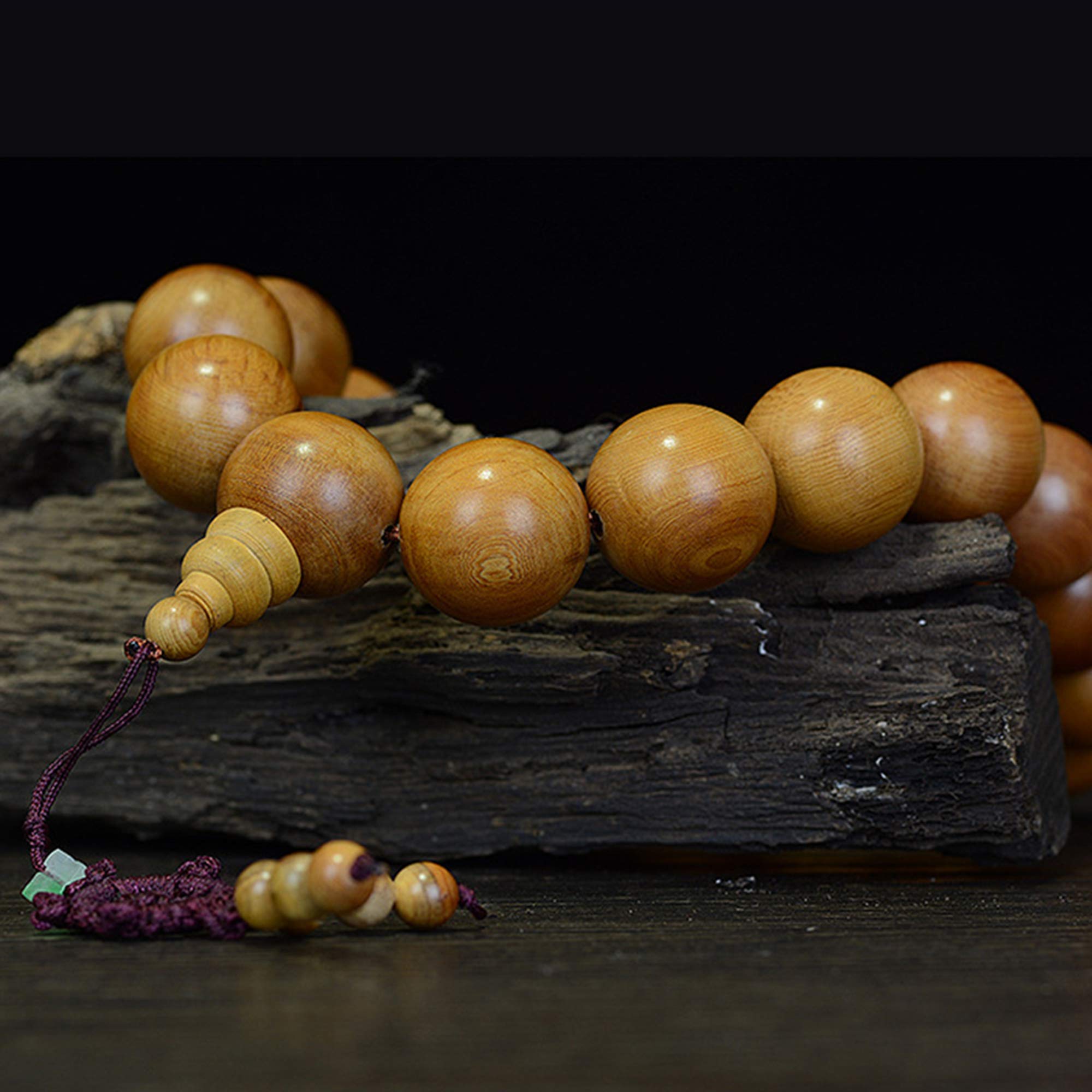 CarpenterC Gorgeous Natural Rosewood Prayer Meditation Rosary Beads Bracelets Chains for Car Rearview Mirror and Home Decorative Ornaments