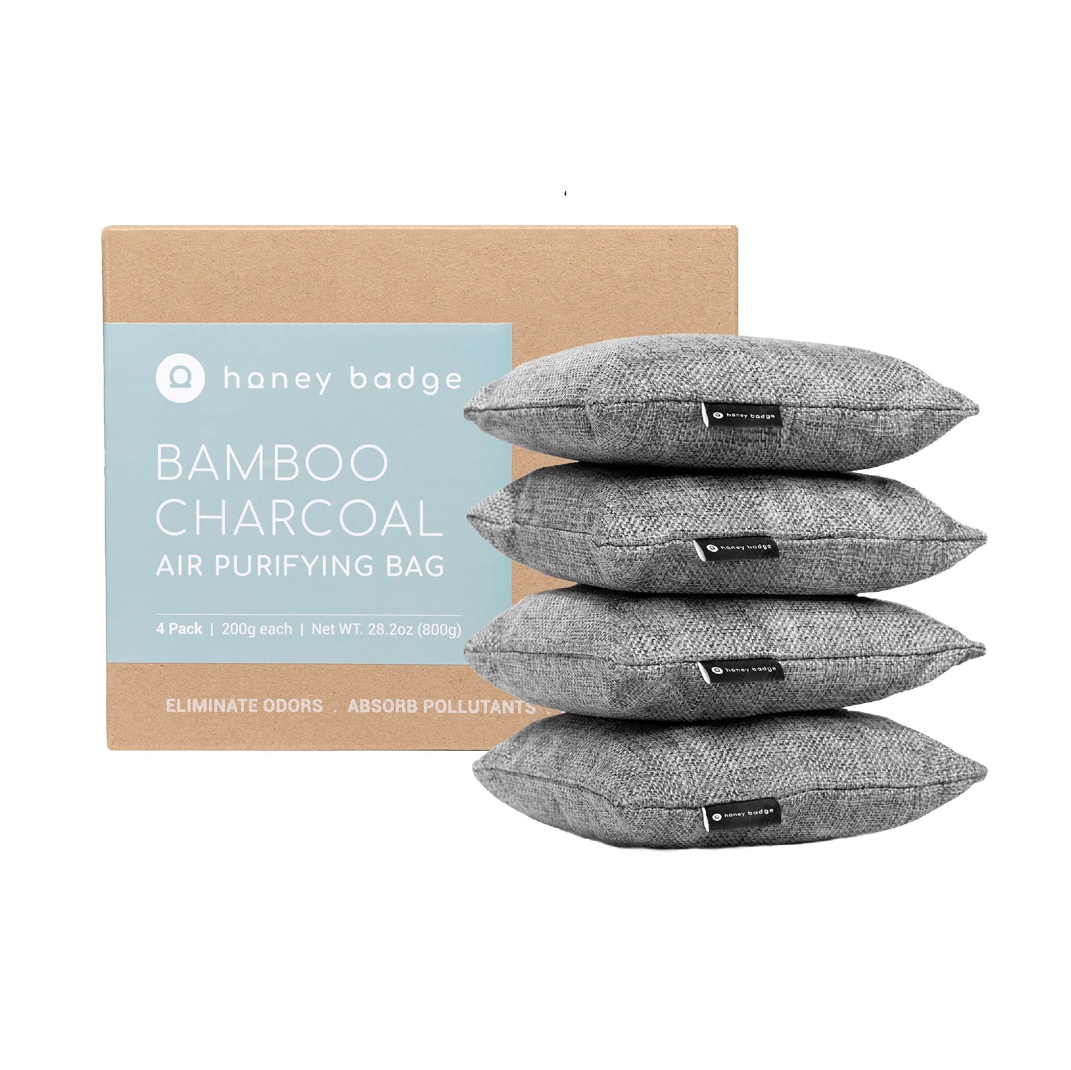 Charcoal Deodorizer Bags 4 Pack - Odor Absorber Charcoal Bamboo Bags for your Home (Pet Safe)