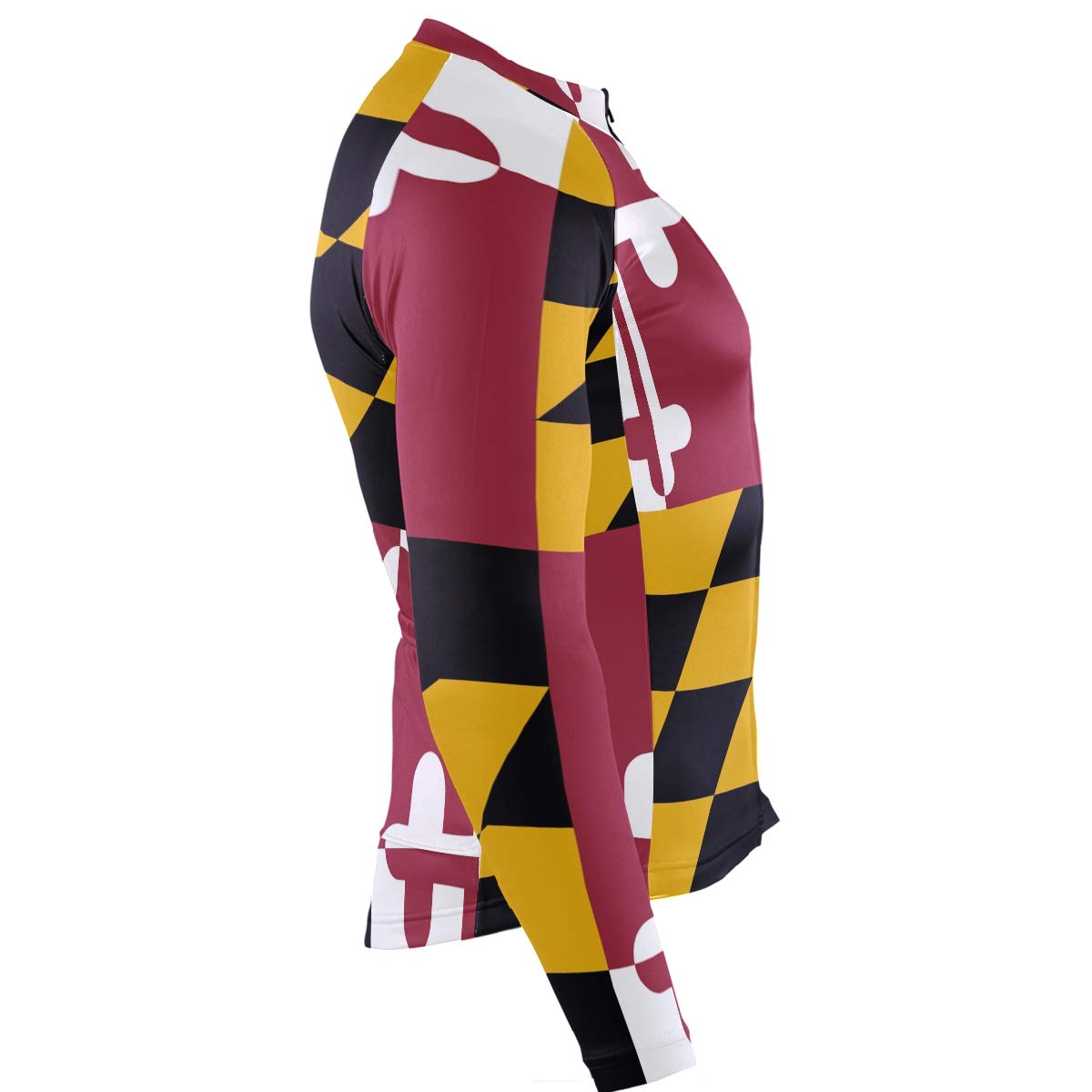 Cindly Men's Maryland Cycling Jersey Long Sleeve Bike Jersey with Full Zipper & 3-Rear Pockets