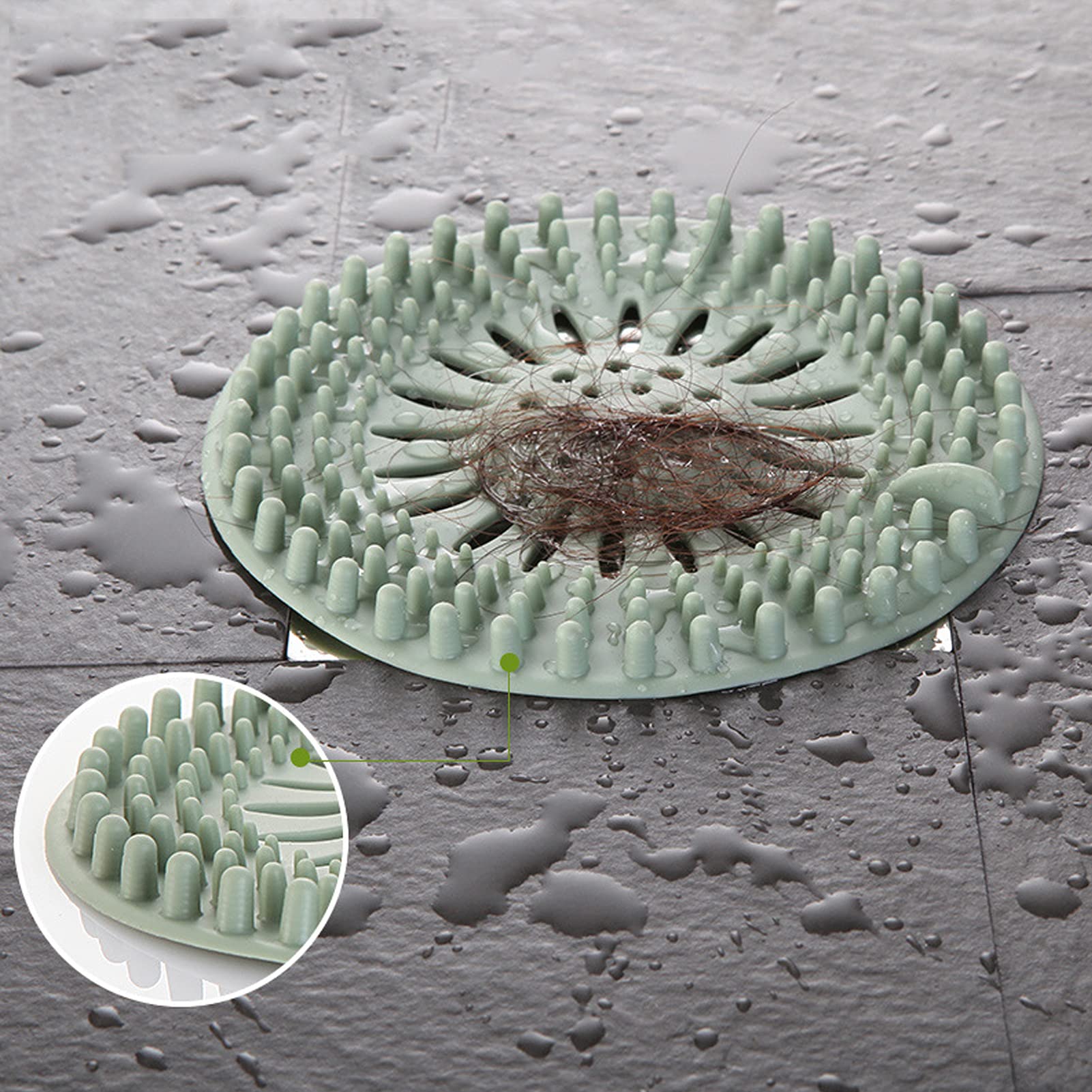 JESSKYLOVE 5pcs Hair Catcher Durable Silicone Hair Stopper Shower Drain Covers Easy to Install and Clean Suit for Bathroom Bathtub and Kitchen