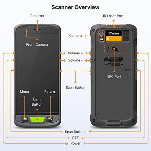 IDWare 9000 Handheld ID Scanner - ID, Drivers’ License, Age Verification & Passport Scanner with Veriscan Premium Software - Sync Multiple Devices