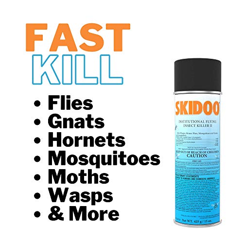 Diversey 5814919 Skidoo Institutional Flying Insect Killer II, Kills Flies, Gnats, Mosquitoes, Wasps & More, Aerosol Spray, 15-Ounce (Pack of 6)