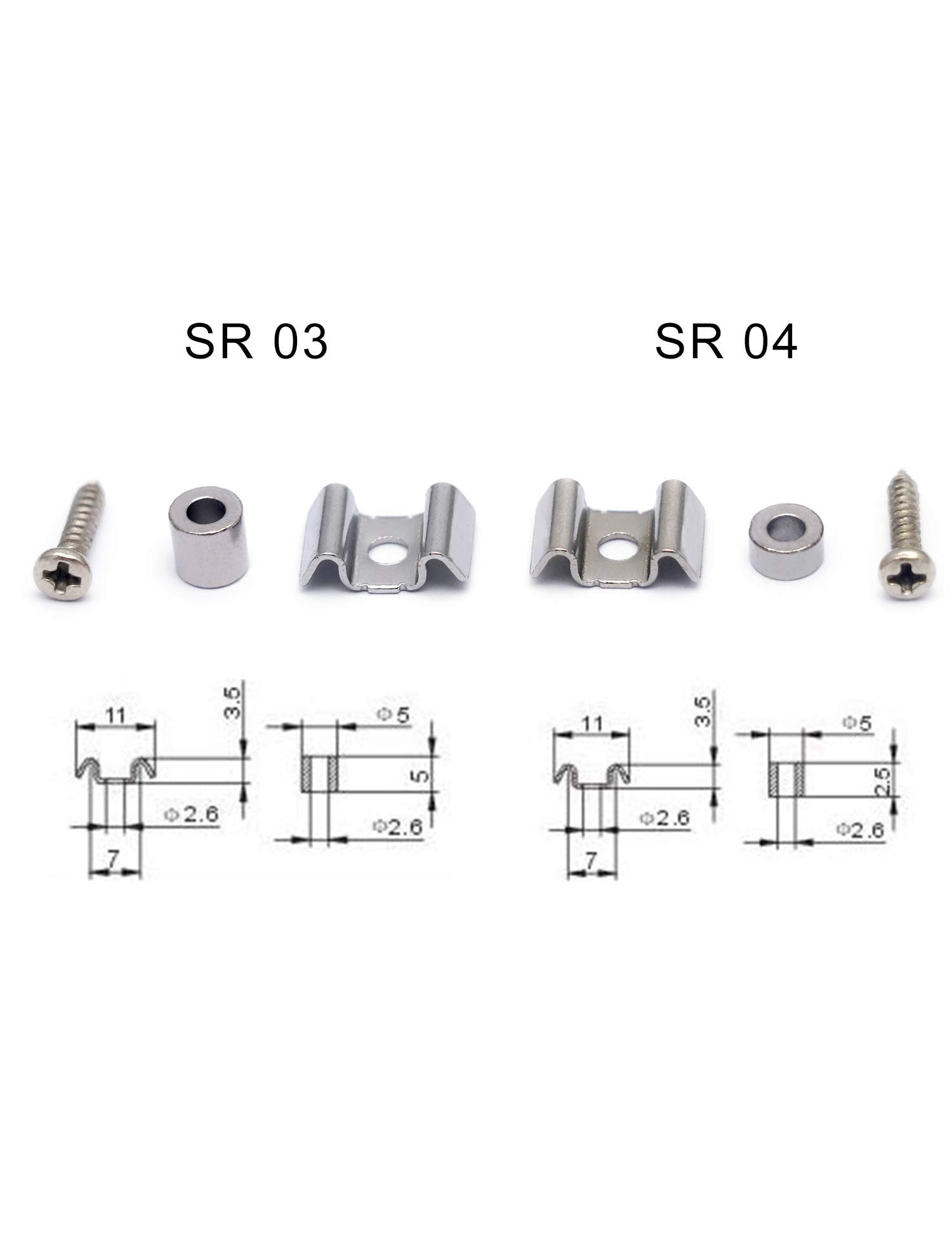 Metallor Guitar String Trees String Retainer Guides Compatible with Strat Tele Style Electric Guitar Bass Parts Replacement Pack of 4pcs with Mounting Screws Chrome.