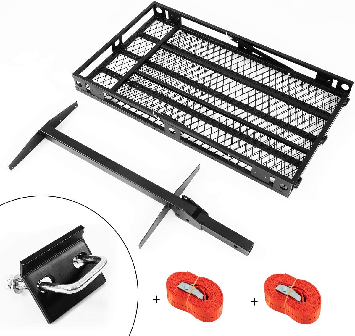 Byroce Mobility Scooter Carrier, Foldable Wheelchair Hitch-Mounted Carrier, Heavy Duty Strong Hitch Cargo Carrier with Ramp for 500 Lbs Capacity