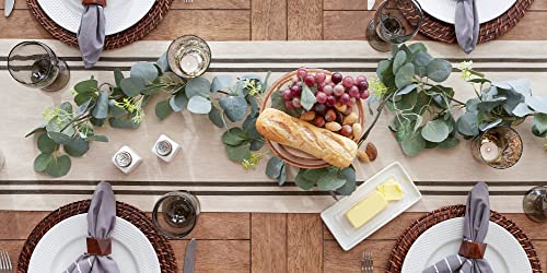 DII French Stripe Dining Table Collection Farmhouse Style Table Runner, 14x108 Inches, Taupe/Black