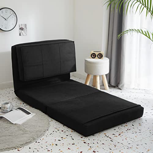 Urban Shop Ultra Suede Convertible Flip Chair, L28.5 x W29.53 x H23.0, Black