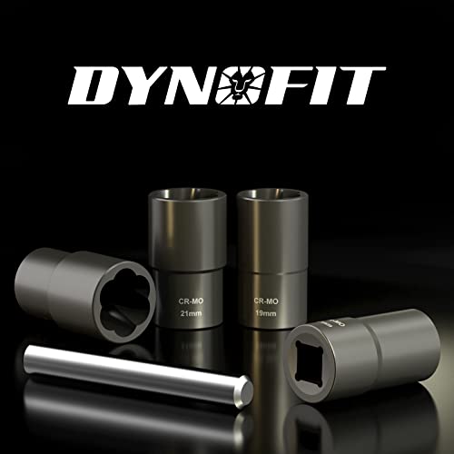 Dynofit 5-Piece Twist Socket Set 1/2" Drive Impact Extractor Tool for Removing Rust Deformation Peeling and Breaking Lug Nut/Wheel Bolt Metric 17mm 19mm 21mm 22mm with Drift Punch Nut Removal Bar