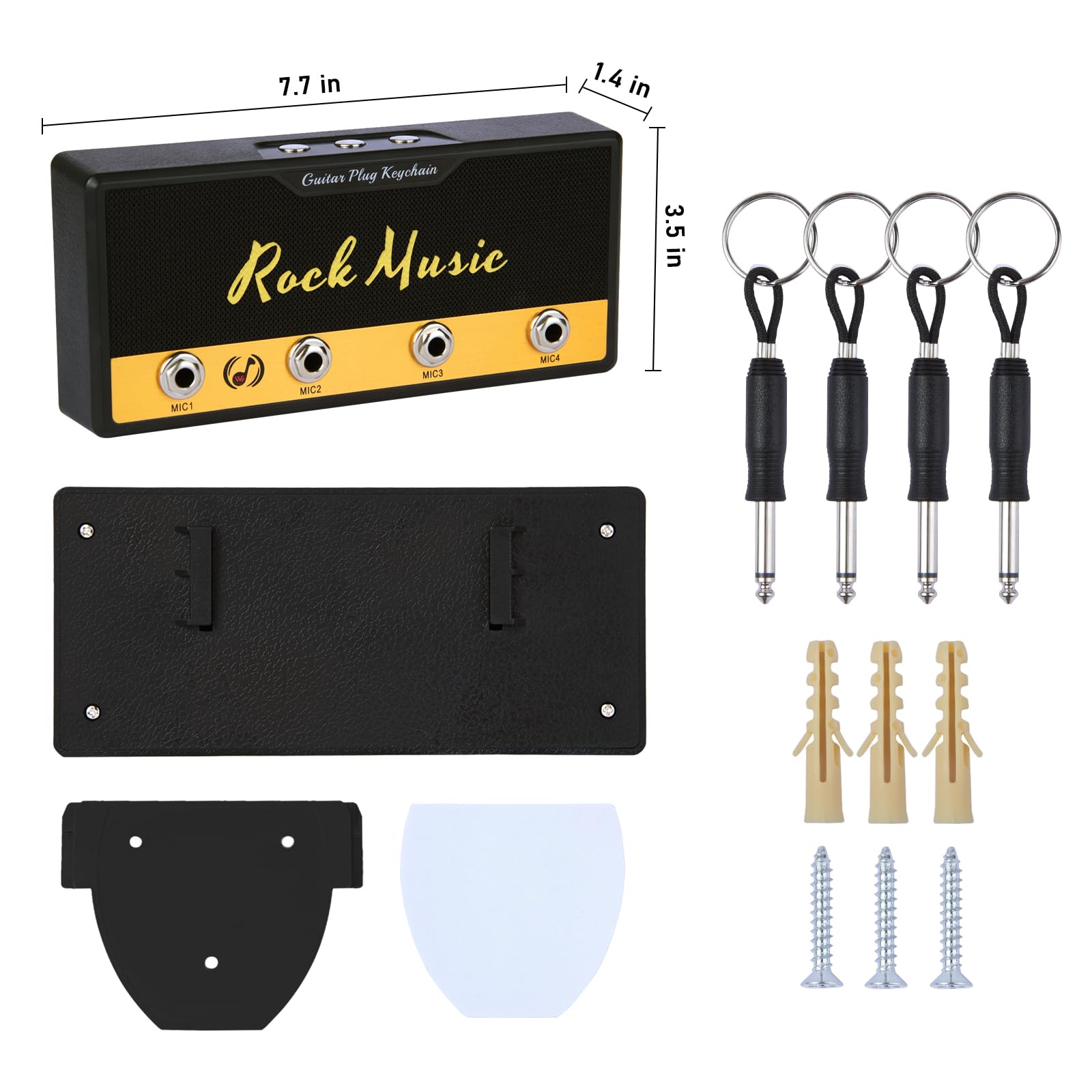 Eukynlre Guitar Amp Key Holder for Wall, Key Holder Wall Mount, Key Rack Wall Decor, Key Hooks with 4pcs Guitar Plug Keychain
