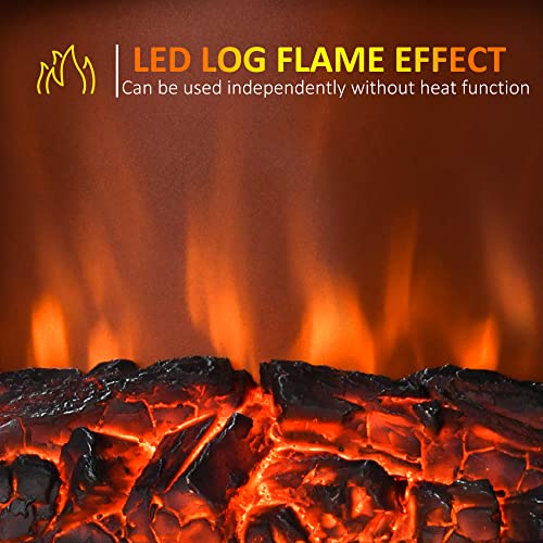 HOMCOM 22" Electric Fireplace Stove, Freestanding Fireplace Heater with Realistic LED Flame, Adjustable Temperature, Overheat Protection, 750W/1500W, White