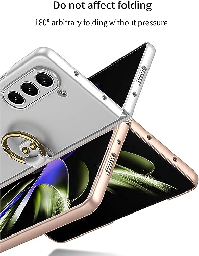 TECHY for Galaxy Z Fold 5 Case with Ring Ultra Thin Matte PC Protective Cover for Samsung Galaxy Z Fold 5 2023, Grey