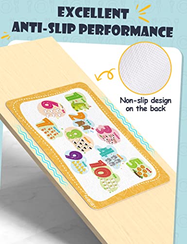 NiBaby Kids' Non Slip Educational Placemats Set of 4 Washable, Children's Interactive Placemats Foldable, Toddler Placemats for Learning Alphabet, Numbers, Shapes, Colors- Durable Reusable PU Leather