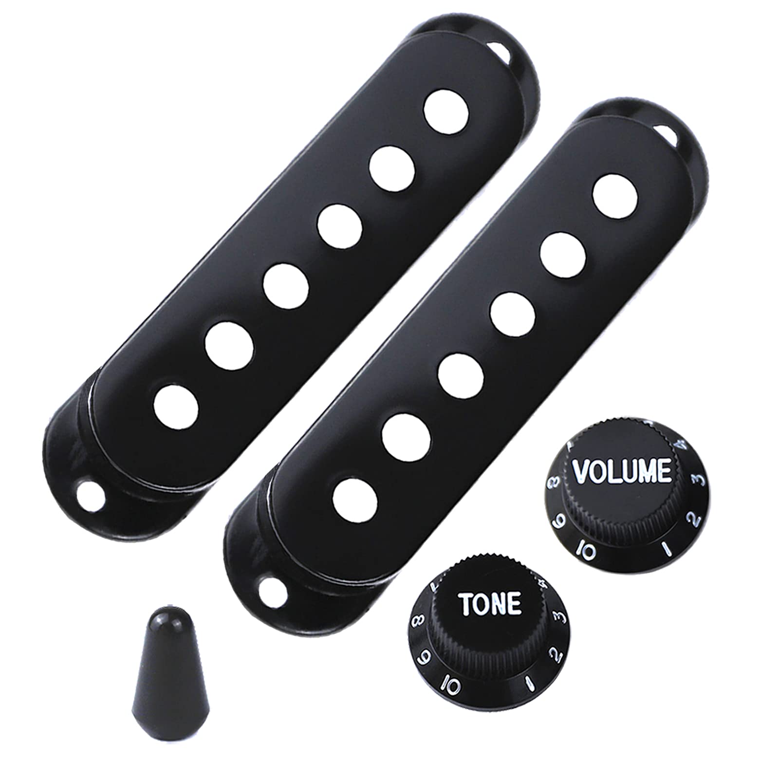 Yootones Guitar Pickup Cover Volume Single Coil Tone Knobs Selector Switch Tip Compatible with Stratocaster Strat Electric Fender Guitar Pickup (Black)