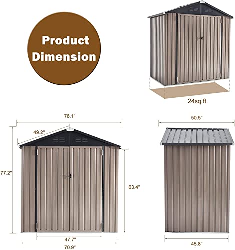 U-MAX 6 x 4FT Outdoor Storage Shed, Lockable Bike Shed,Garden Shed &Tool Shed for Backyard, Patio, Lawn