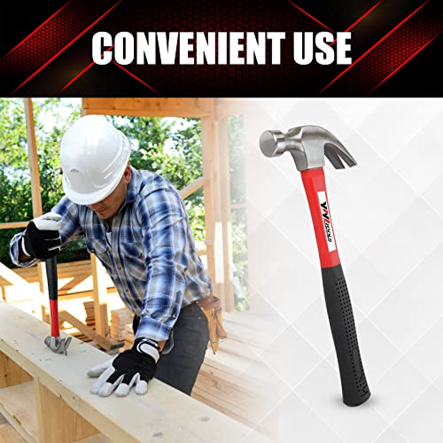 YIYITOOLS Claw Hammer With fiberglass Handle β 16-oz, Red and Black (YY-1-003)