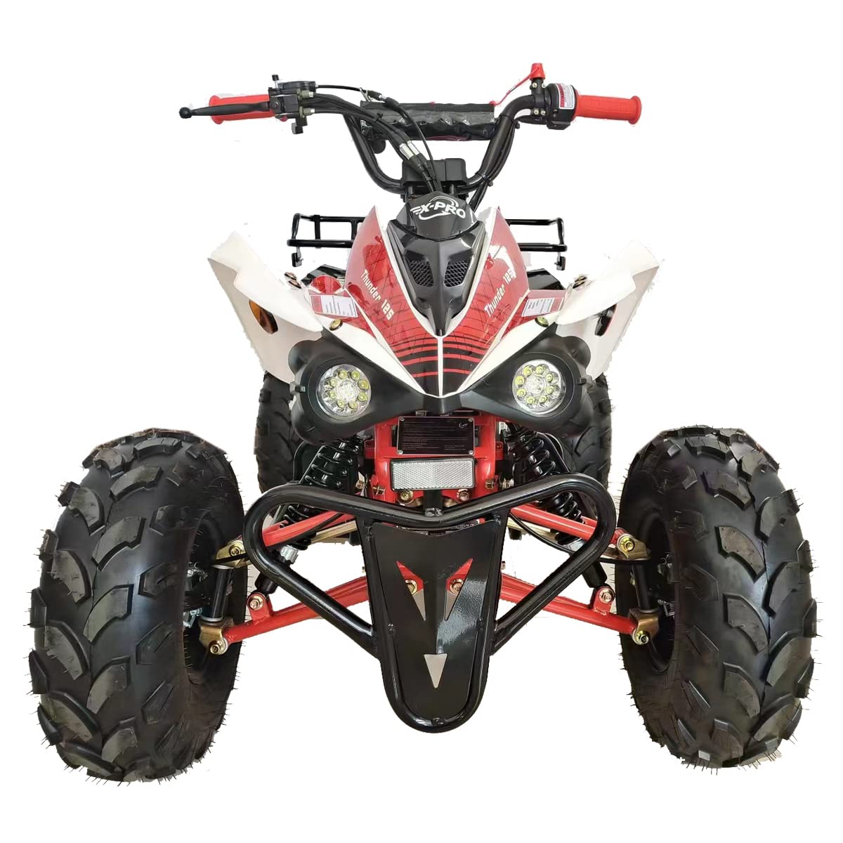 X-PRO Thunder 125cc 125cc ATV Quad Youth 4 wheeler ATVs Quads Big 19"/18" Tires,Red