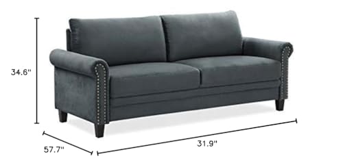 Bowery Hill Contemporary Living Room Microfiber Upholstery Sofa in Gray