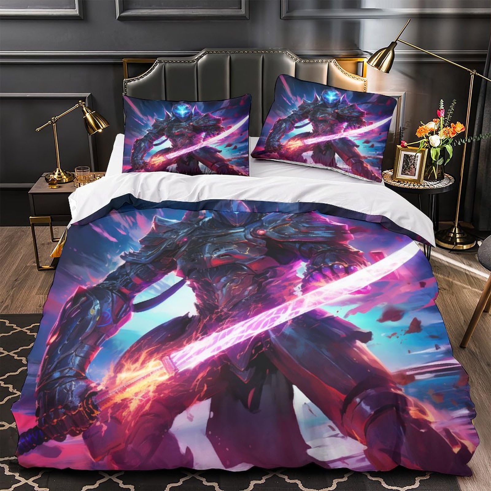 EVMILA Ninja 3D PrintedMech Warrior Duvet Cover Quilt Cover Comforter Covers Bedding Set Microfiber 3 Pieces for Childrens and Adults with Pillowcases with Zipper Closure Queen(228x228cm)