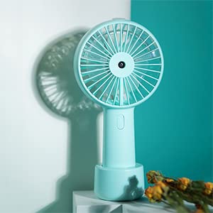 Portable Hand held Misting Fan, Small Personal USB Rechargeable Battery Operated Spray Fan Mister with 20ml Water Tank Mist Lash Fan Quiet 3 Speed Strong Cooling Wind for Travel Office Outdoors B