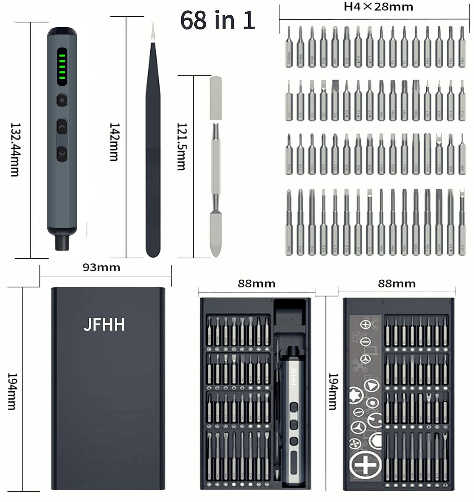 JFHH Electric Screwdriver Power Screwdriver 68 in 1 Electric Screwdriver Mini Electric Screwdriver Precision Screwdriver Cordless Repair Tool,Repair Tool Set for Phone Camera Laptop Wat