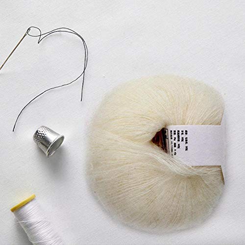 Mohair Knit Soft Angora Long Wool Yarn Hot with a Crochet Popular for DIY Weave(White)